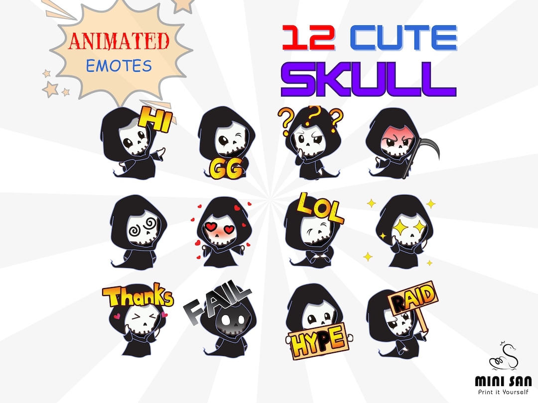 12 Animated Grim Reaper Emotes, Lol Emote, Hype Emote, GG Emote, Raid ...
