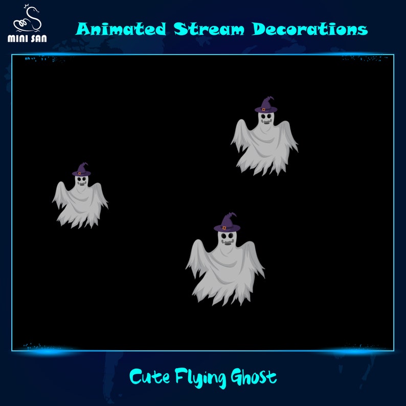 Cute White Ghost Animated Stream Decorations, Halloween Flying White ...