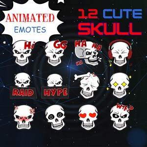 Combo of 12 Animated and 35 Static Skull Emotes, Animated Twitch Emotes ...