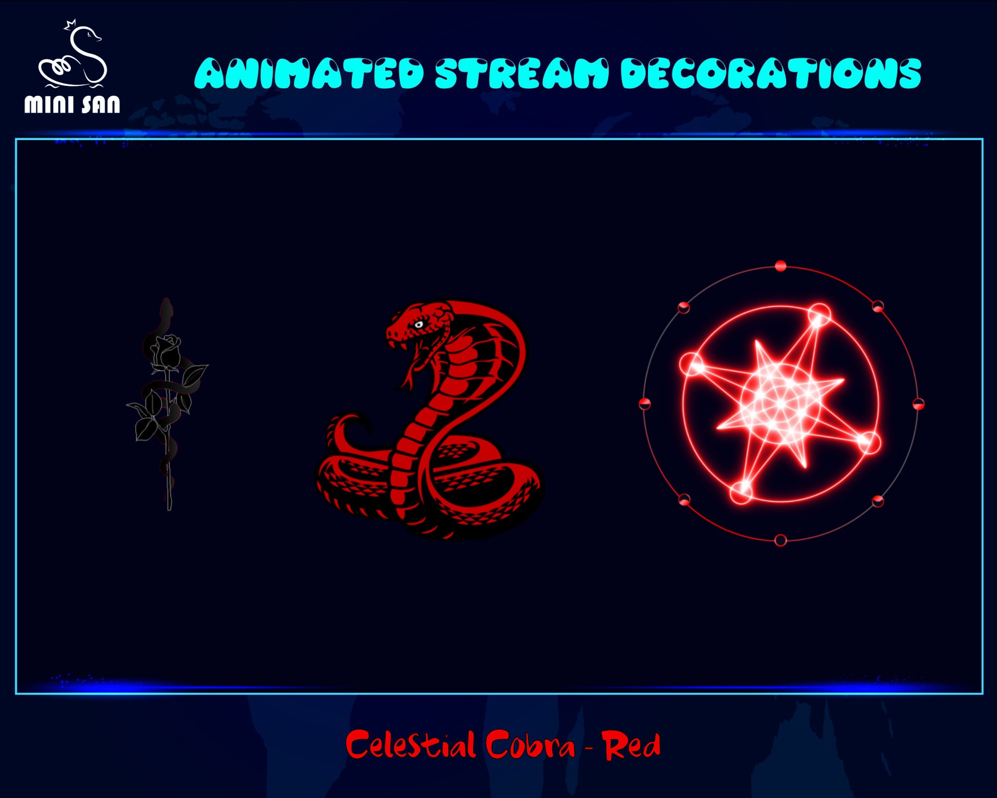Red Celestial Cobra Animated Stream Overlay Bundle, Celestial Snake ...
