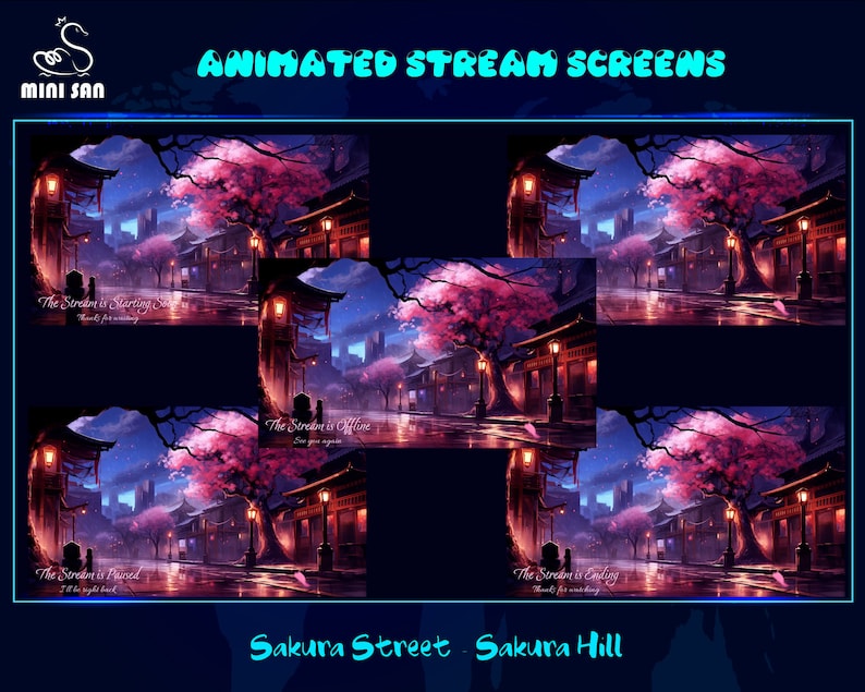 Sakura Animated Stream Overlay, Sakura Rainy Street Twitch Overlay ...