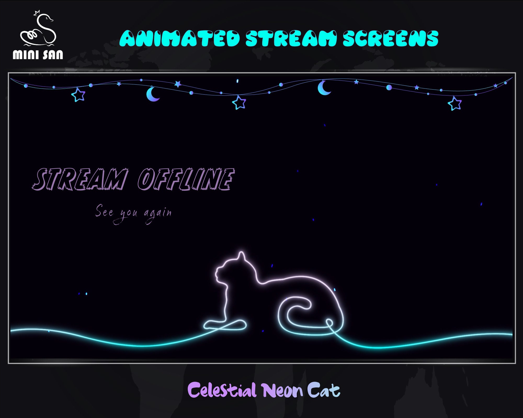 Celestial Neon Cat Animated Stream Overlay, Celestial Neon Cat Twitch ...