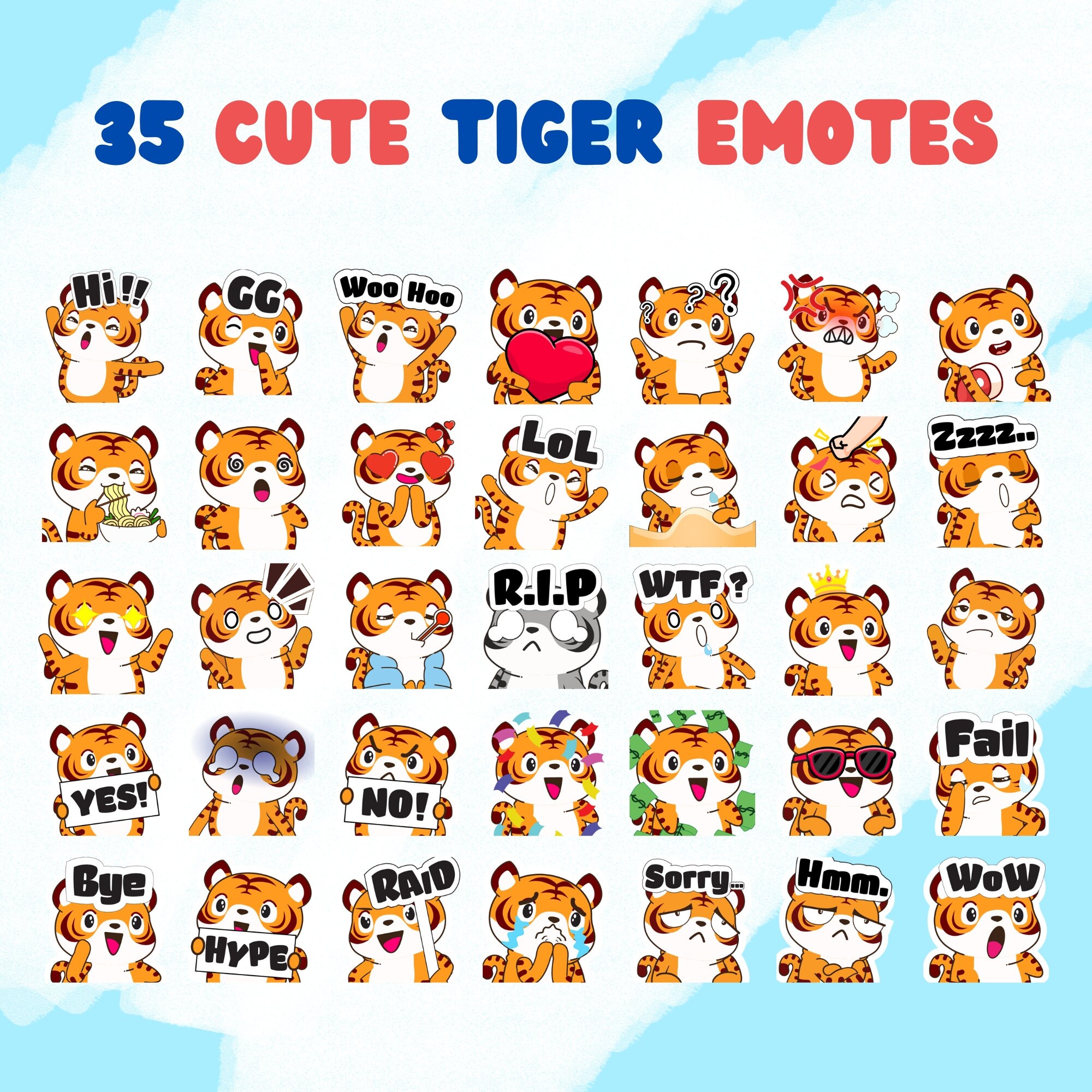 35 Cute Tiger Emotes Pack, Twitch Emotes Pack, Discord Emotes Pack ...