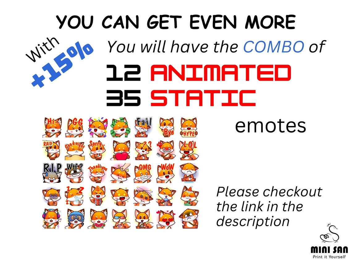 12 Animated Cute Fox Emotes, Animated Twitch Emotes Pack, Discord ...