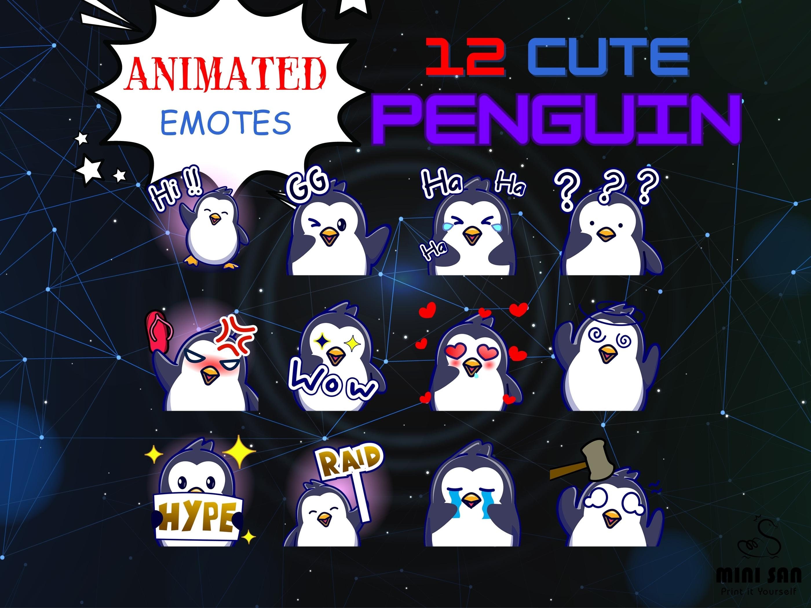 12 Animated Cute Penguin Emotes, Animated Twitch Emotes Pack, Discord ...