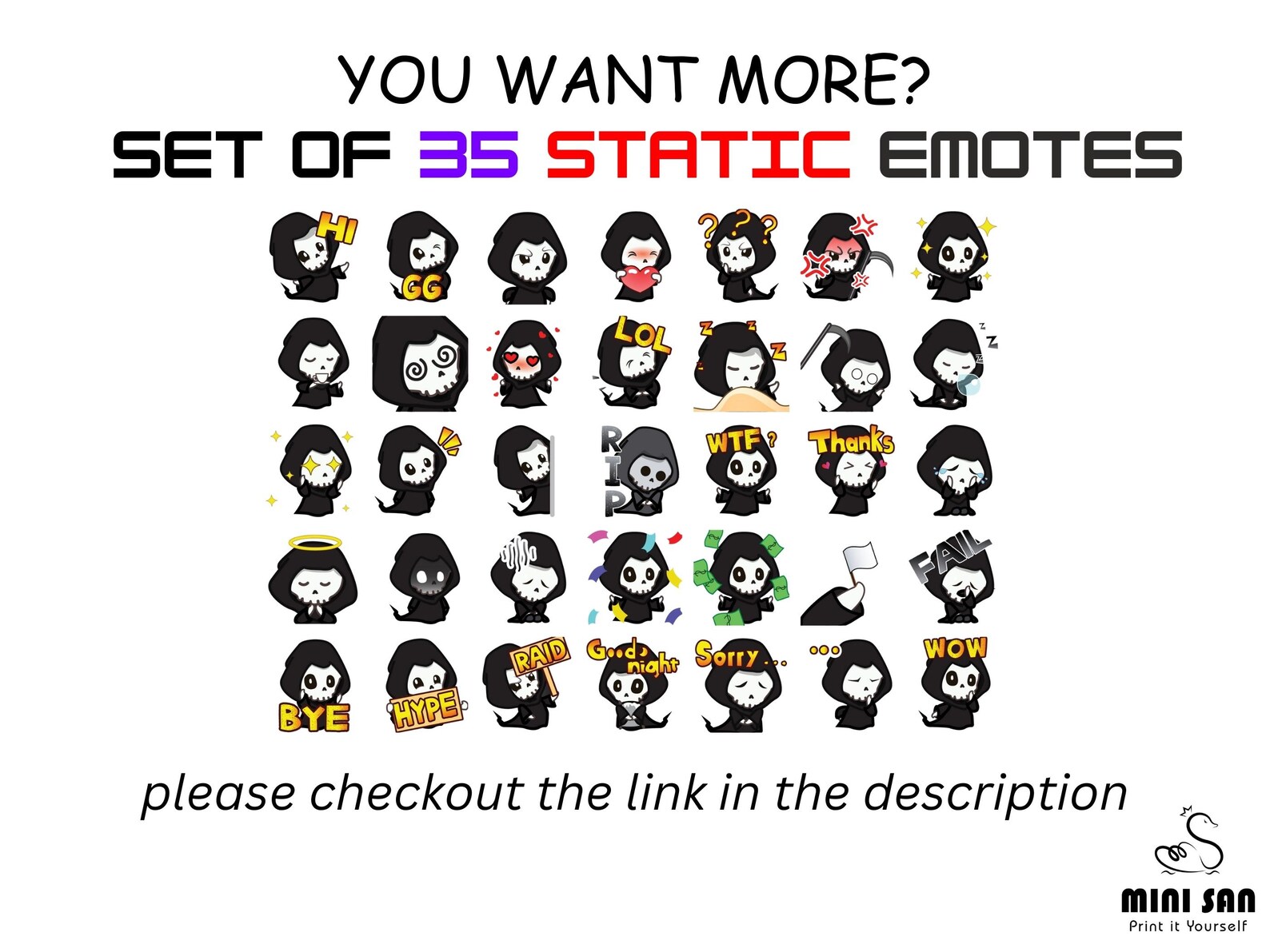12 Animated Grim Reaper Emotes, Lol Emote, Hype Emote, GG Emote, Raid ...