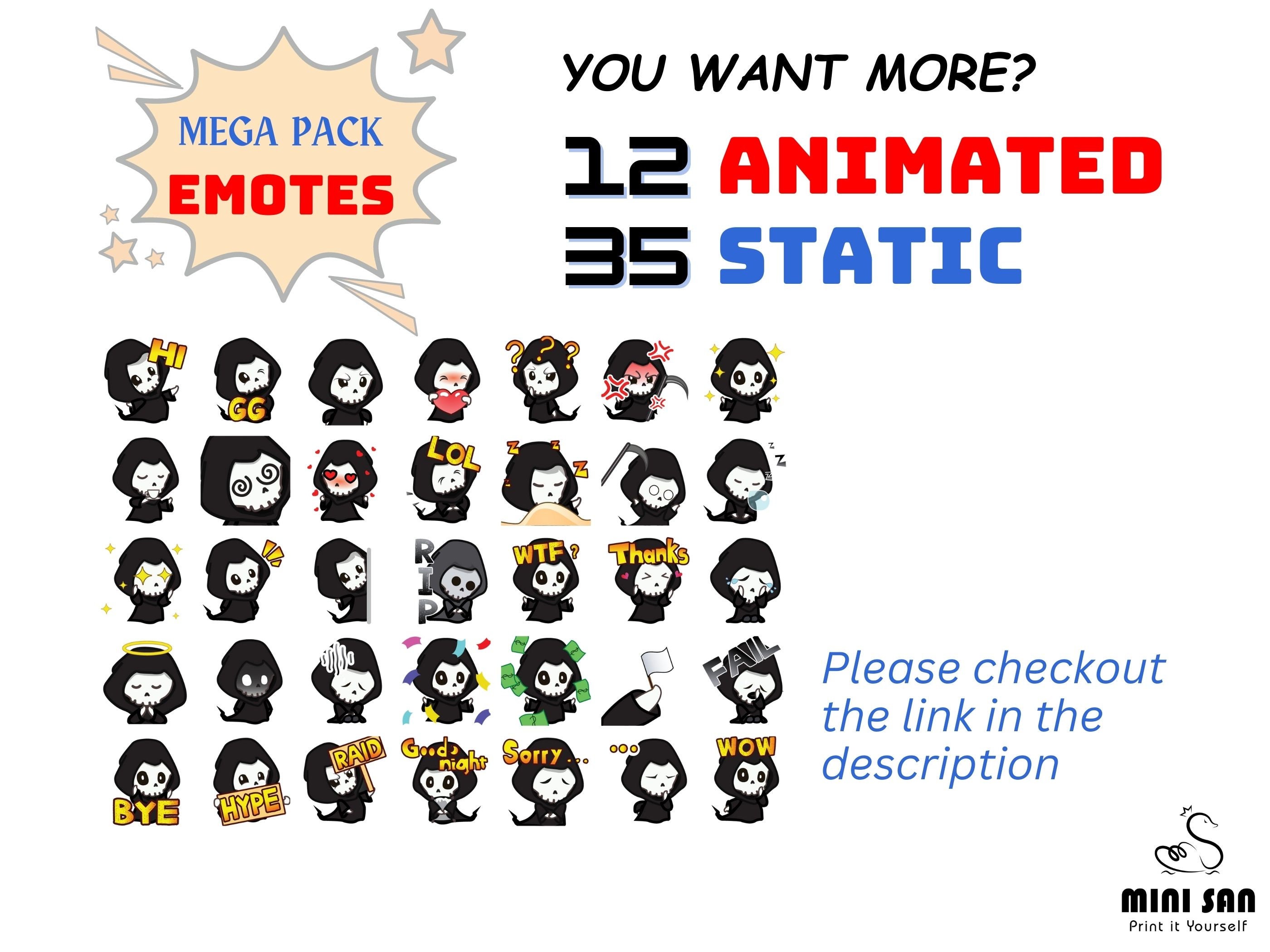 12 Animated Grim Reaper Emotes, Lol Emote, Hype Emote, GG Emote, Raid ...