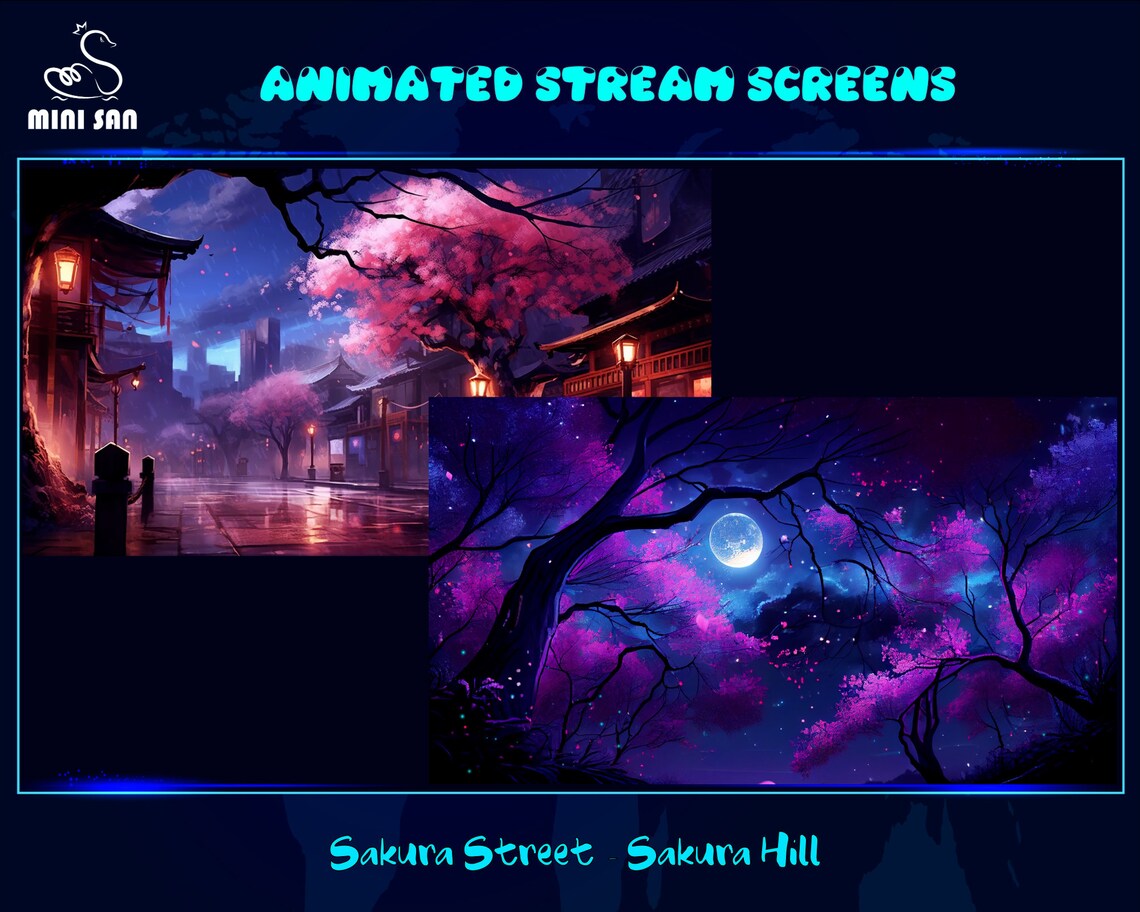 Sakura Animated Stream Overlay, Sakura Rainy Street Twitch Overlay ...