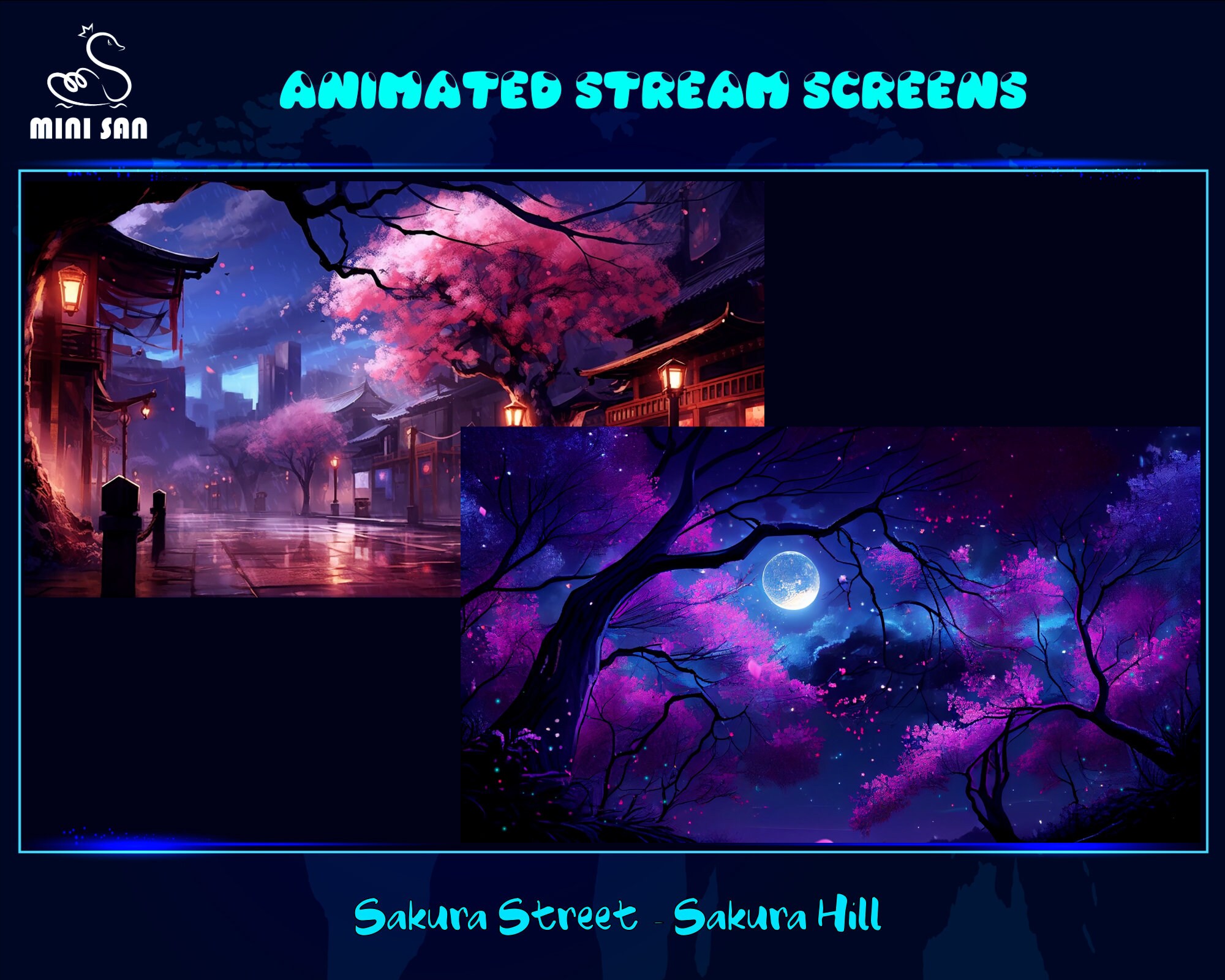 Sakura Animated Stream Overlay, Sakura Rainy Street Twitch Overlay ...