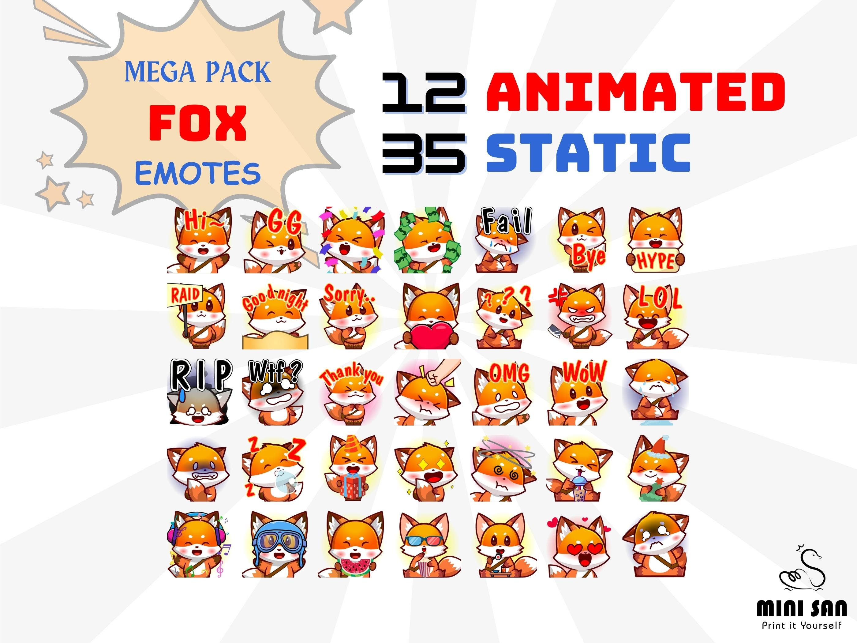 Combo of 12 Animated and 35 Static Fox Emotes, Animated Twitch Emotes ...
