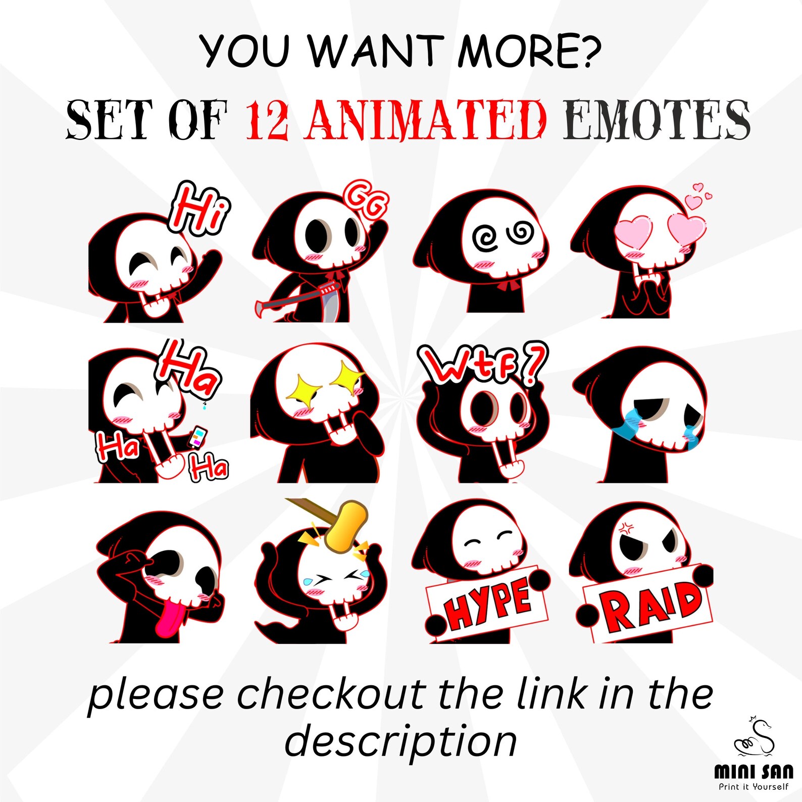 35 Cute Reaper Emotes Pack Twitch Emotes Pack Discord Emotes - Etsy