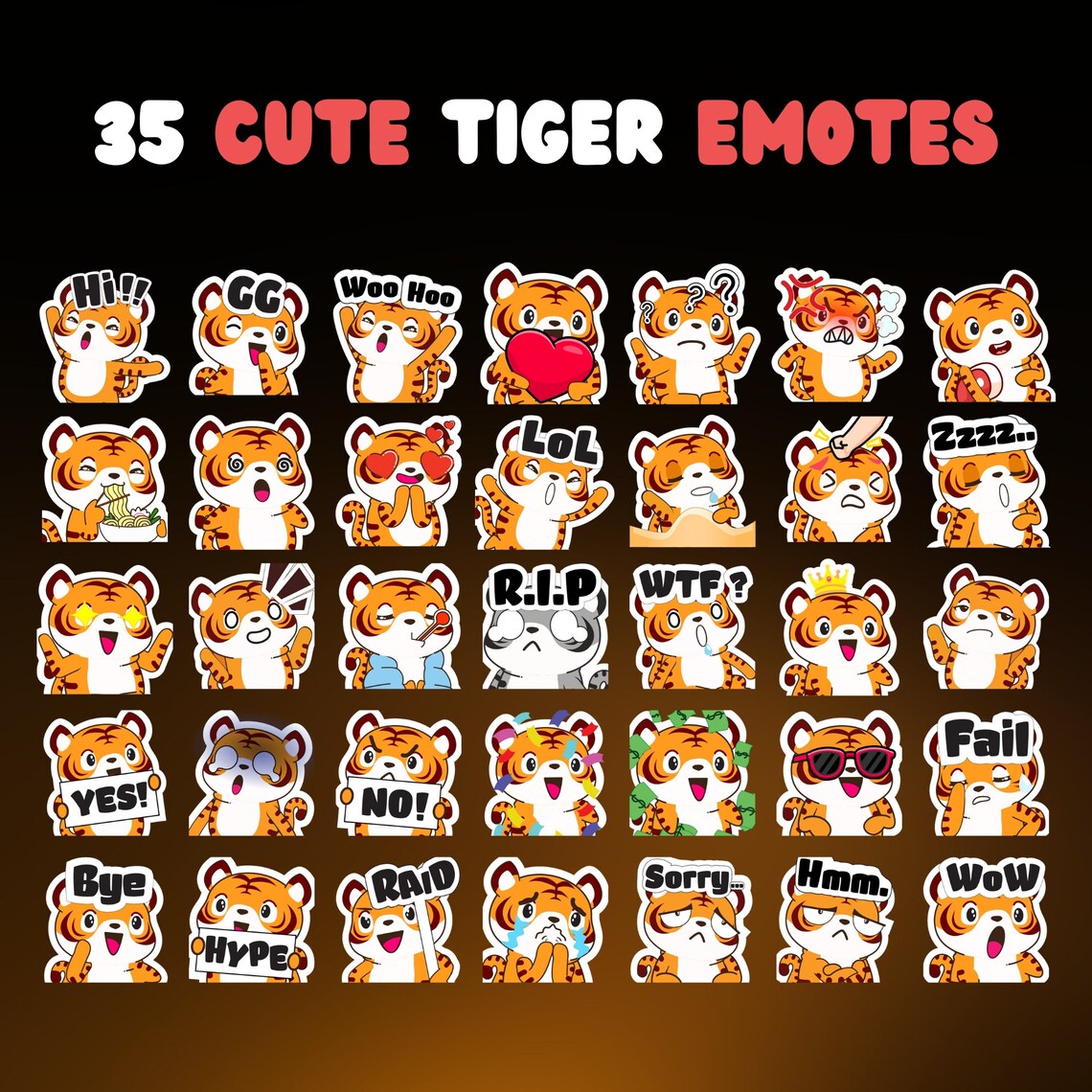 35 Cute Tiger Emotes Pack, Twitch Emotes Pack, Discord Emotes Pack ...