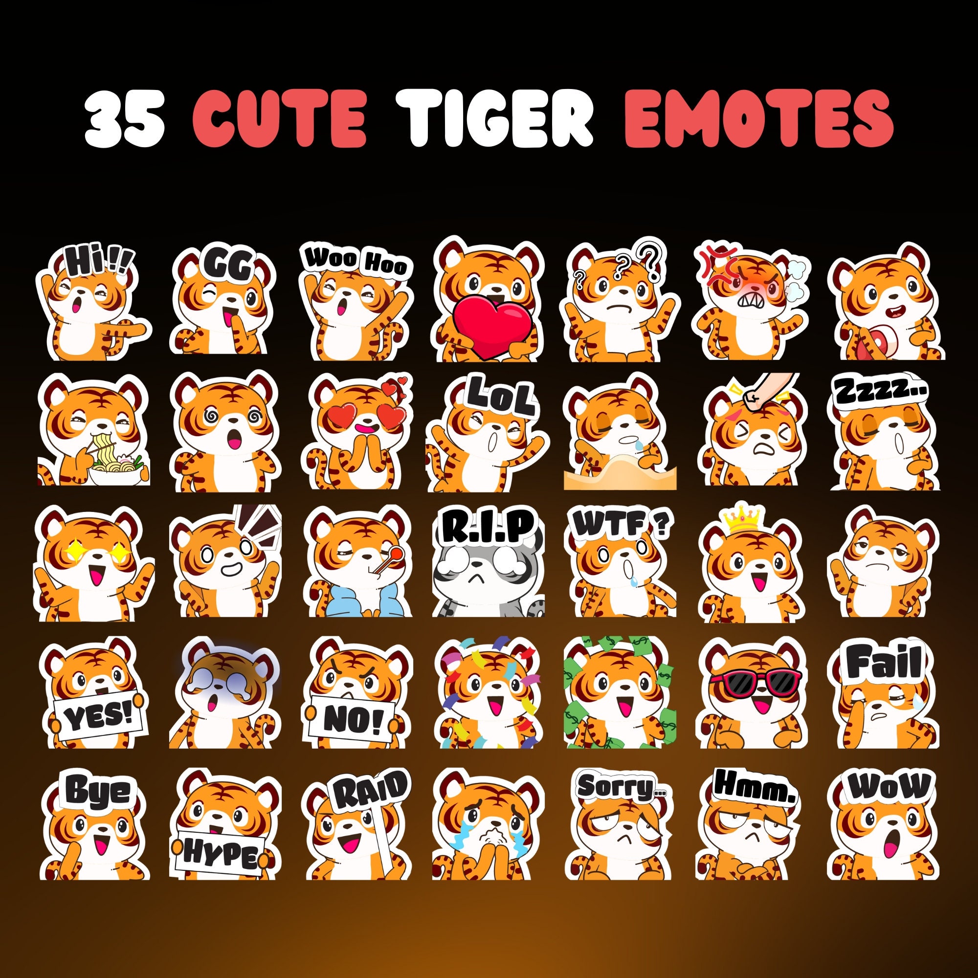 35 Cute Tiger Emotes Pack, Twitch Emotes Pack, Discord Emotes Pack ...