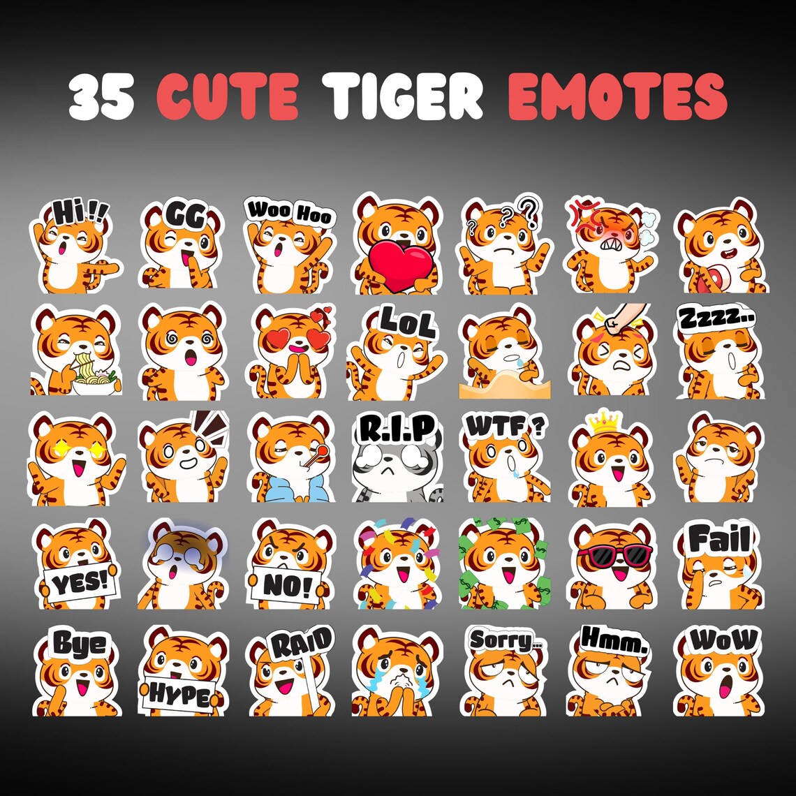 35 Cute Tiger Emotes Pack, Twitch Emotes Pack, Discord Emotes Pack ...