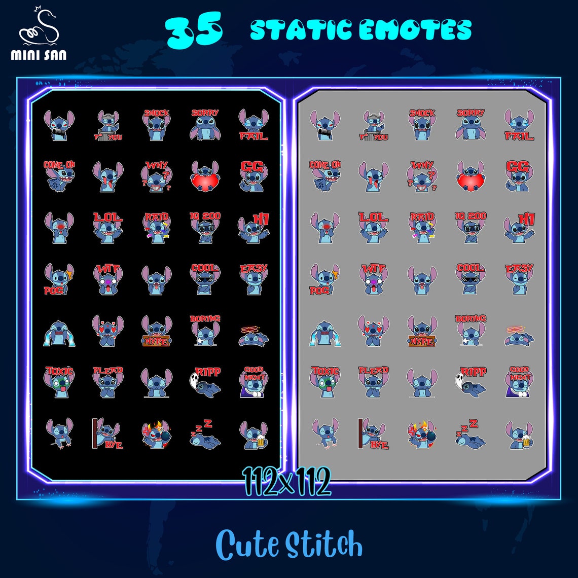 35 Cute Stitch Emotes Bundle, Static Stitch Twitch Emotes, Discord ...