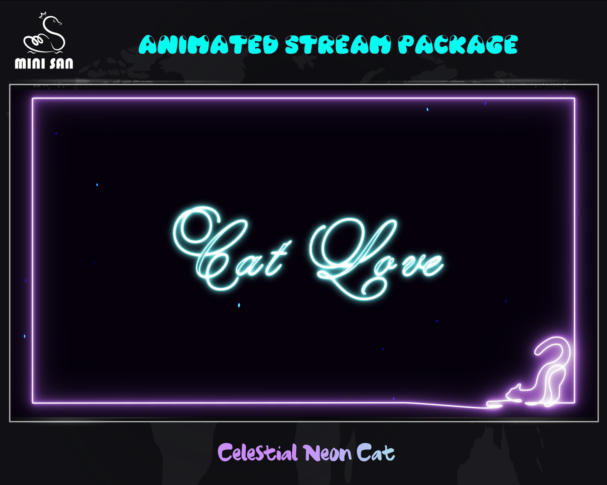 Celestial Neon Cat Animated Stream Overlay Bundle, Celestial Neon Cat ...