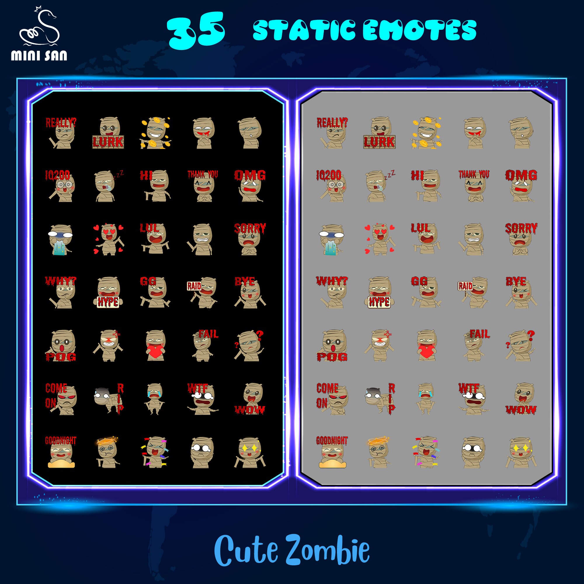 35 Cute Zombie Emotes Package, Twitch Emotes Set, Discord Emotes Set ...