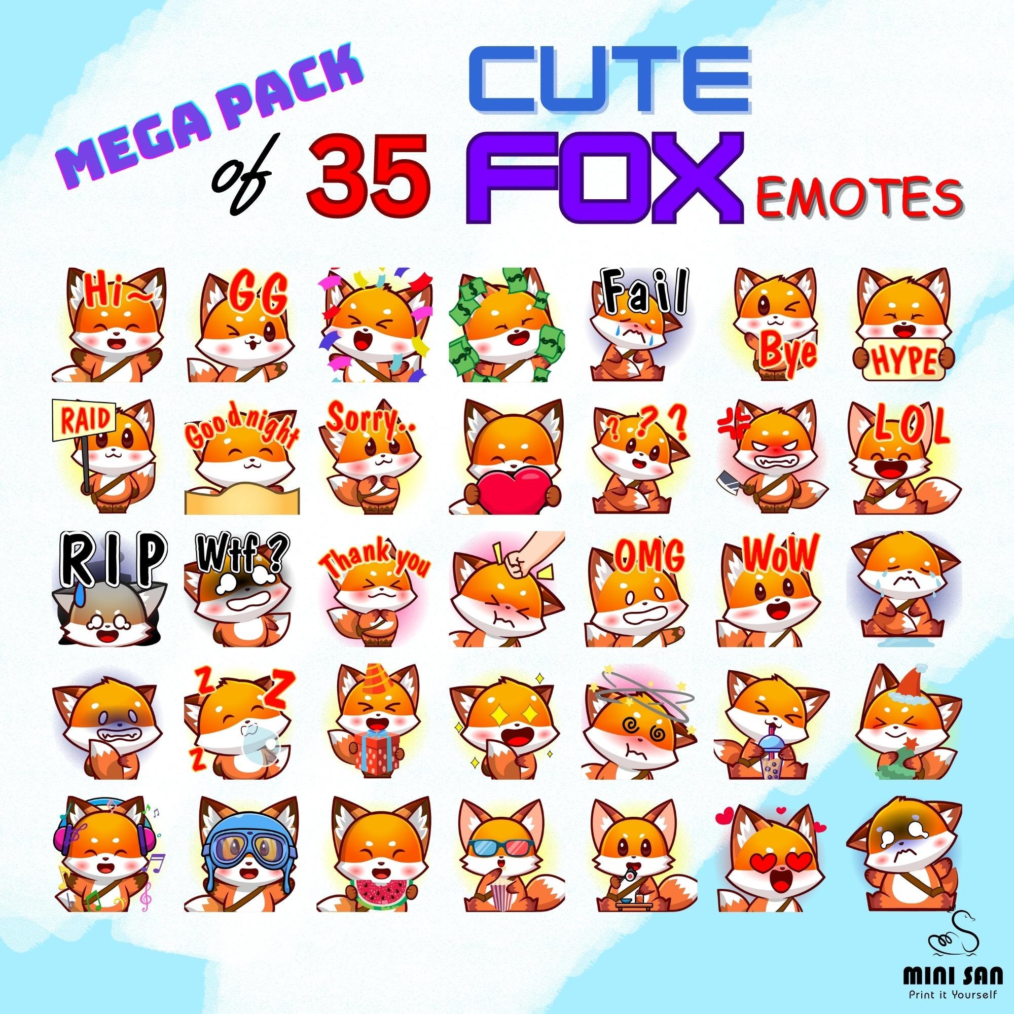 35 Cute Fox Emotes Pack Twitch Emotes Pack Discord Emotes - Etsy UK