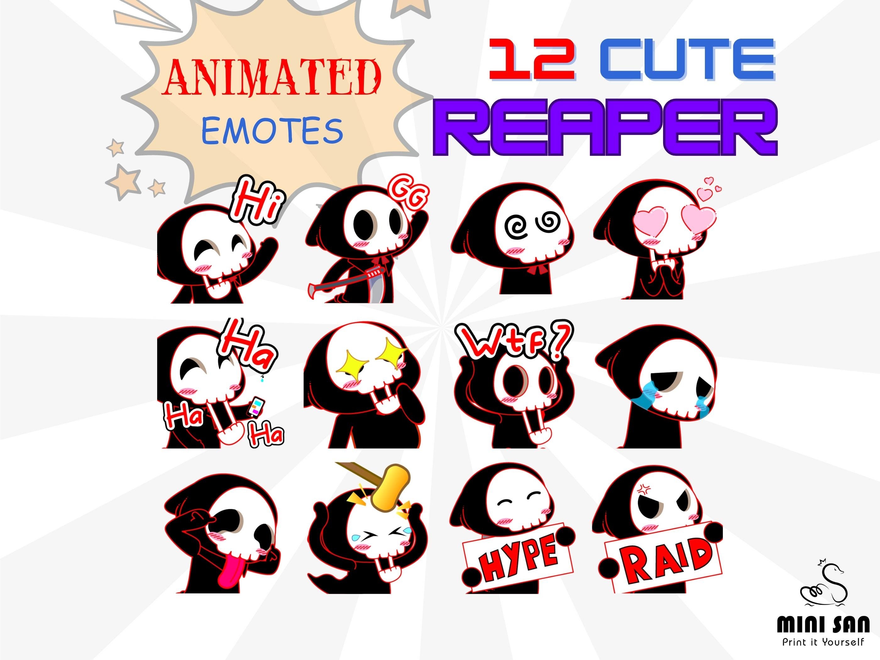 Combo of 12 Animated and 35 Static Reaper Emotes, Animated Twitch ...