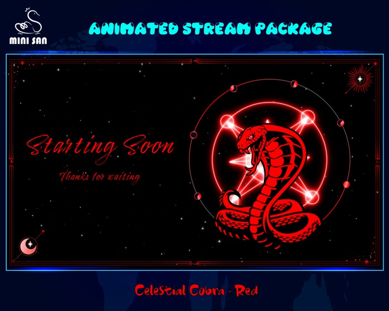 Red Celestial Cobra Animated Stream Overlay Bundle, Celestial Snake ...