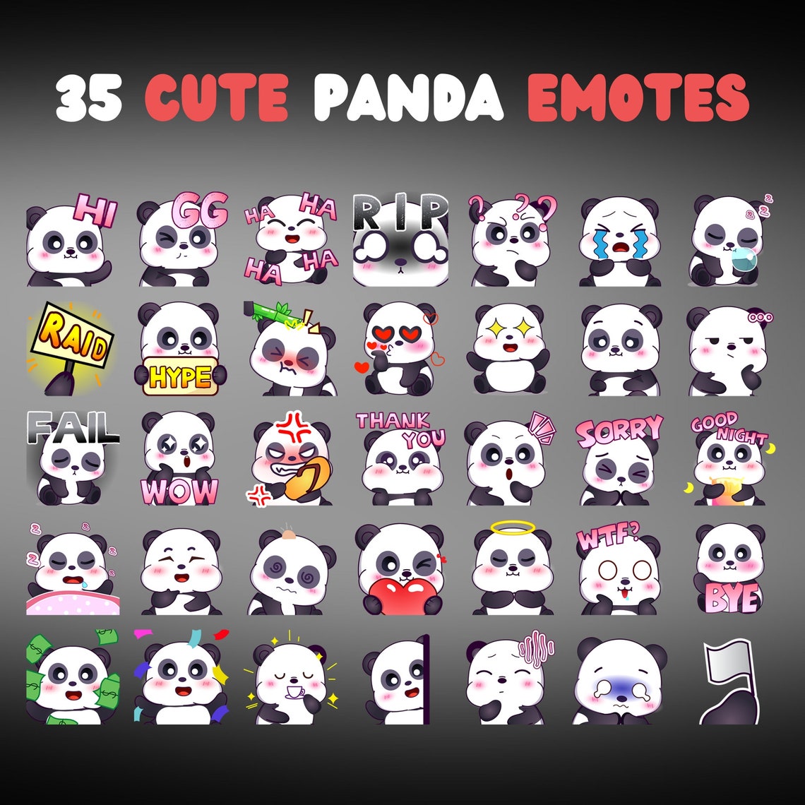 35 Cute Panda Emotes Pack, Twitch Emotes Pack, Discord Emotes Pack ...