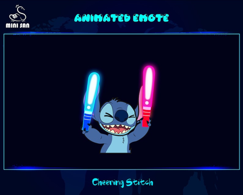 Animated Cute Cheering Stitch Emote, Cute Cheering Stitch Twitch Emote ...