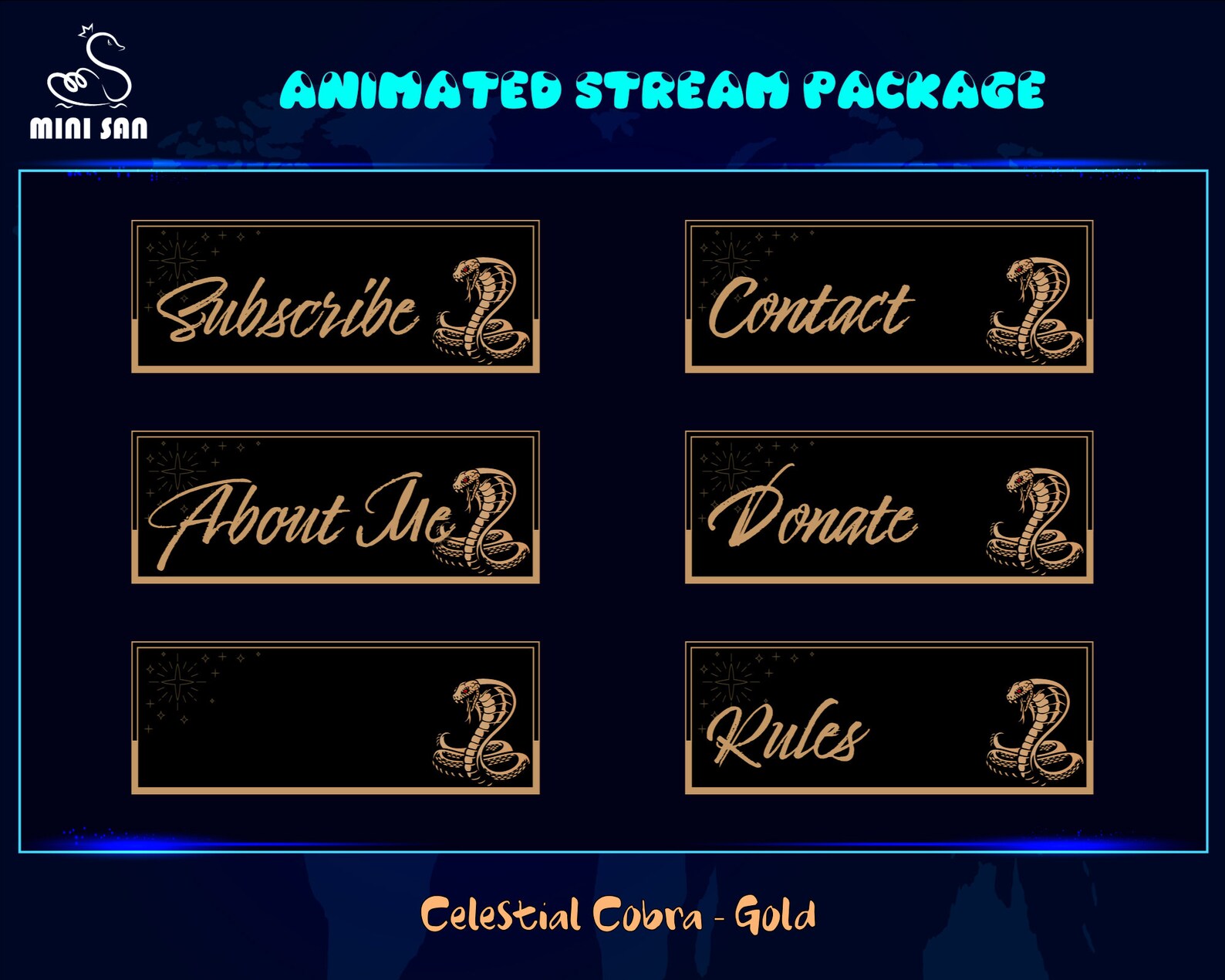 Celestial Cobra Animated Stream Overlay Bundle, Celestial Snake Twitch ...