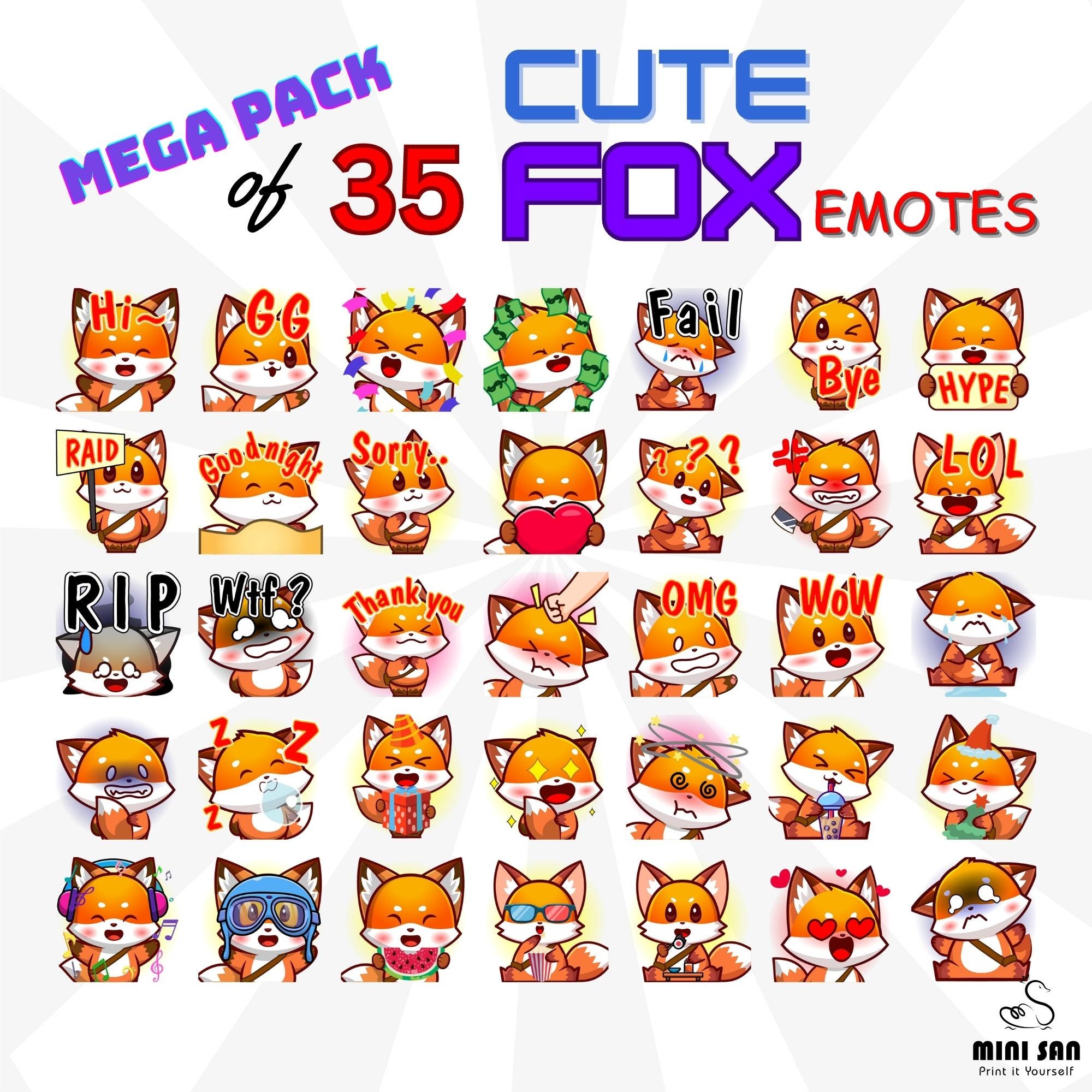 Combo of 12 Animated and 35 Static Fox Emotes, Animated Twitch Emotes ...