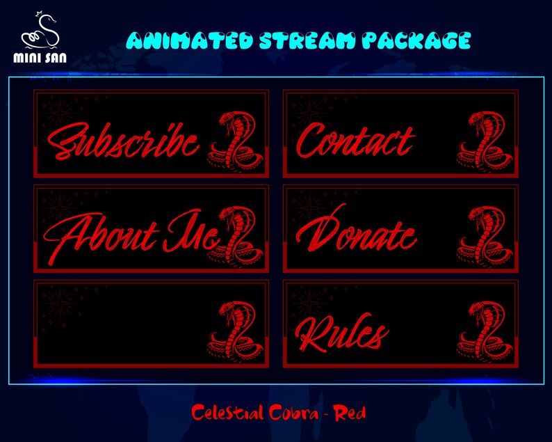 Red Celestial Cobra Animated Stream Overlay Bundle, Celestial Snake ...