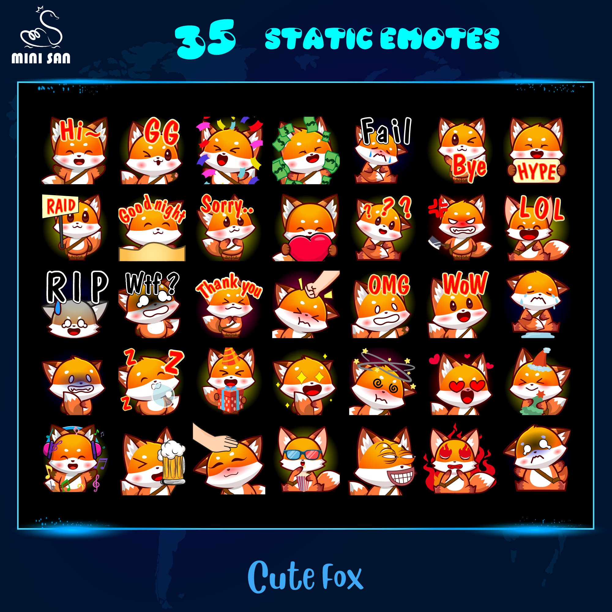35 Cute Fox Emotes Pack, Twitch Emotes Pack, Discord Emotes Pack ...