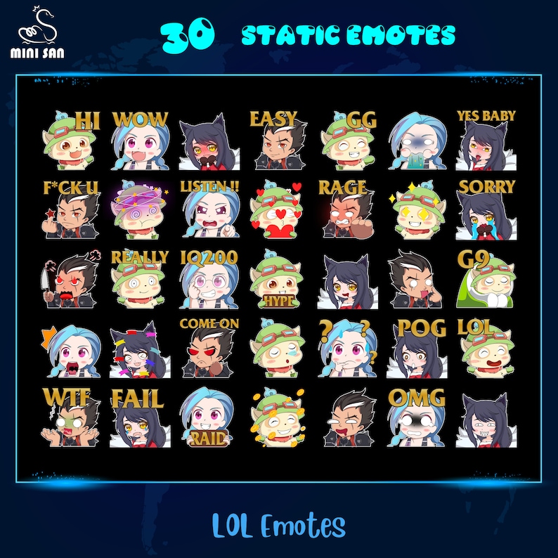 35 Cute LOL Emotes Package, Game Static Twitch Emotes, Discord Emotes ...