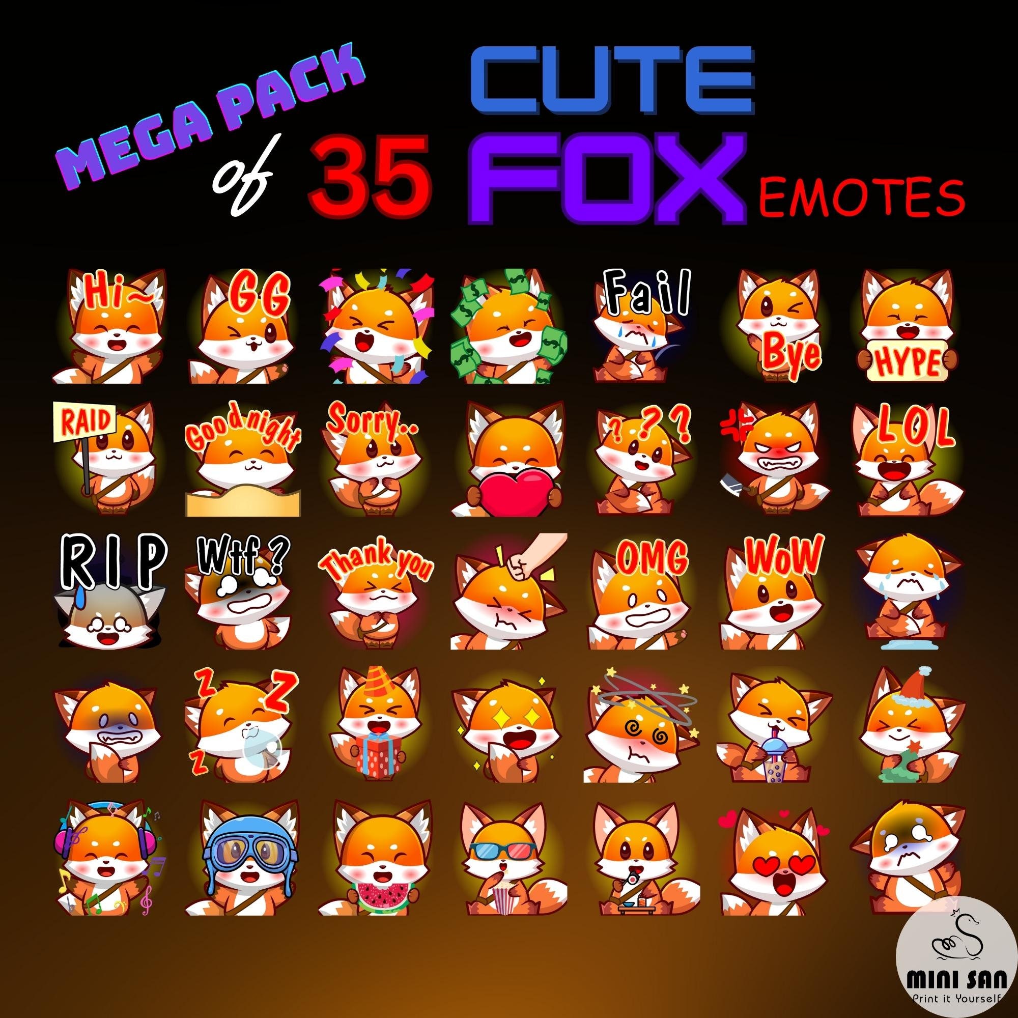35 Cute Fox Emotes Pack Twitch Emotes Pack Discord Emotes - Etsy UK