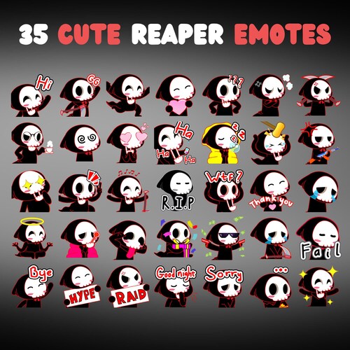 35 Cute Reaper Emotes Pack Twitch Emotes Pack Discord Emotes - Etsy