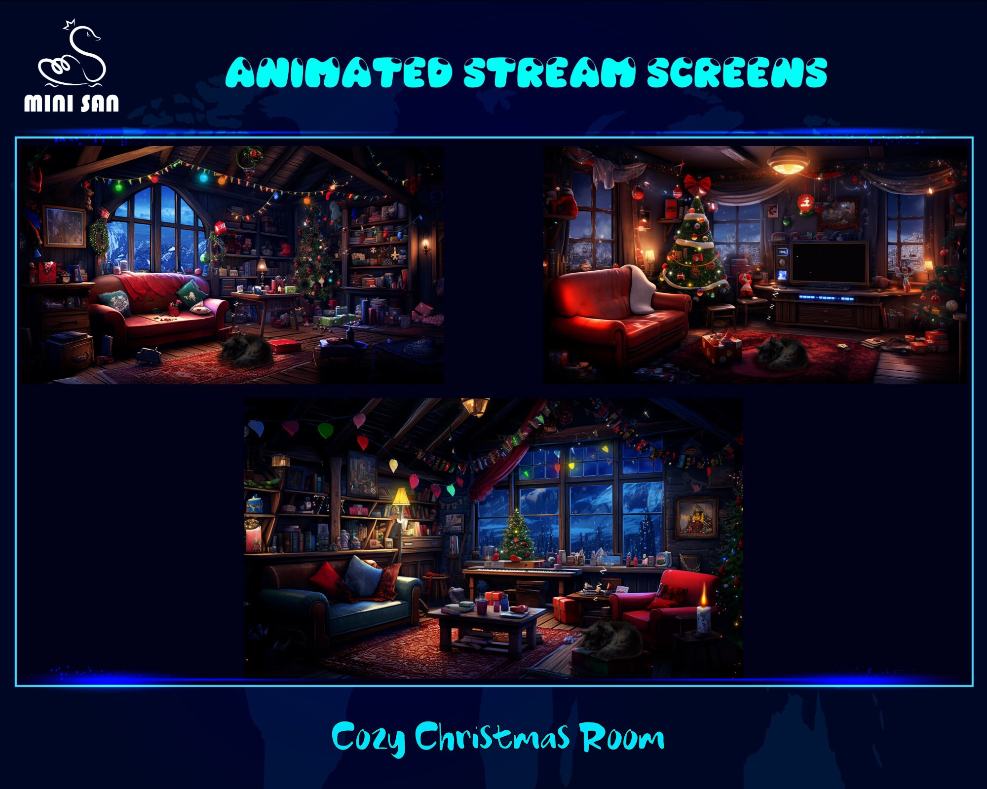 Xmas Cozy Room Animated Stream Overlay, Xmas Cozy Room Twitch Overlay ...