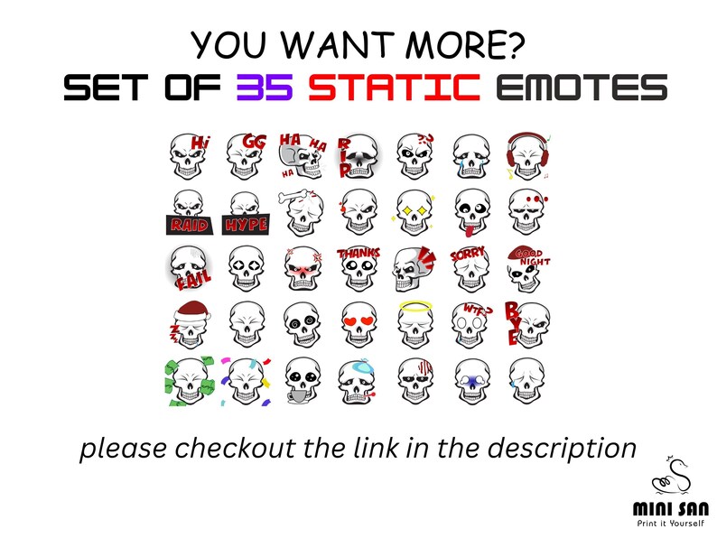 12 Animated Cute Skull Emotes, Lol Emote, Hype Emote, GG Emote, Raid ...