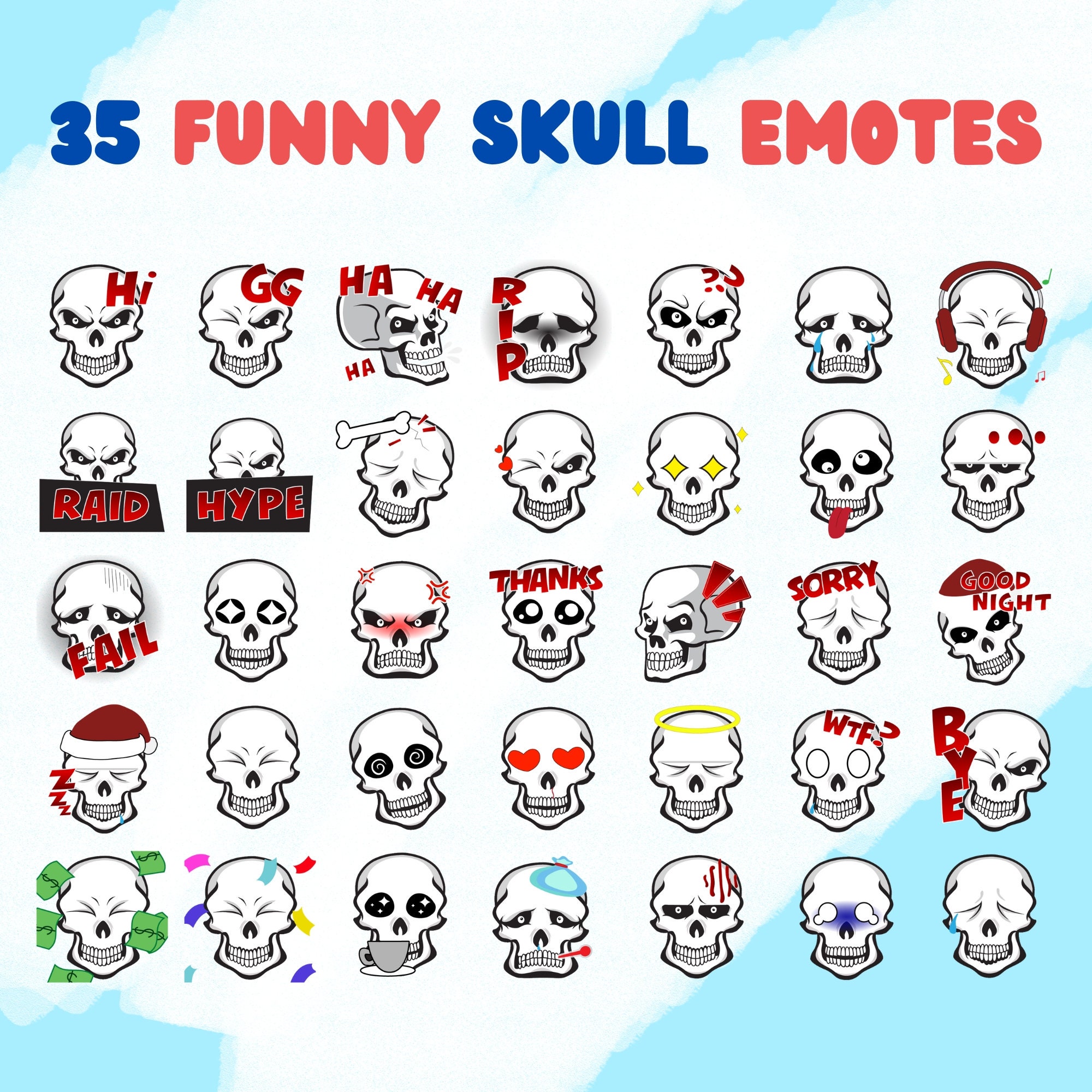 35 Funny Skull Emotes Pack Twitch Emotes Pack Discord Emotes - Etsy ...