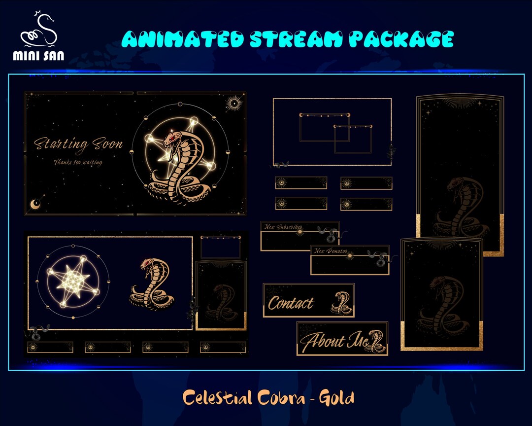 Celestial Cobra Animated Stream Overlay Bundle, Celestial Snake Twitch ...