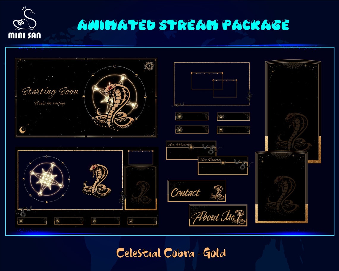 Celestial Cobra Animated Stream Overlay Bundle, Celestial Snake Twitch ...