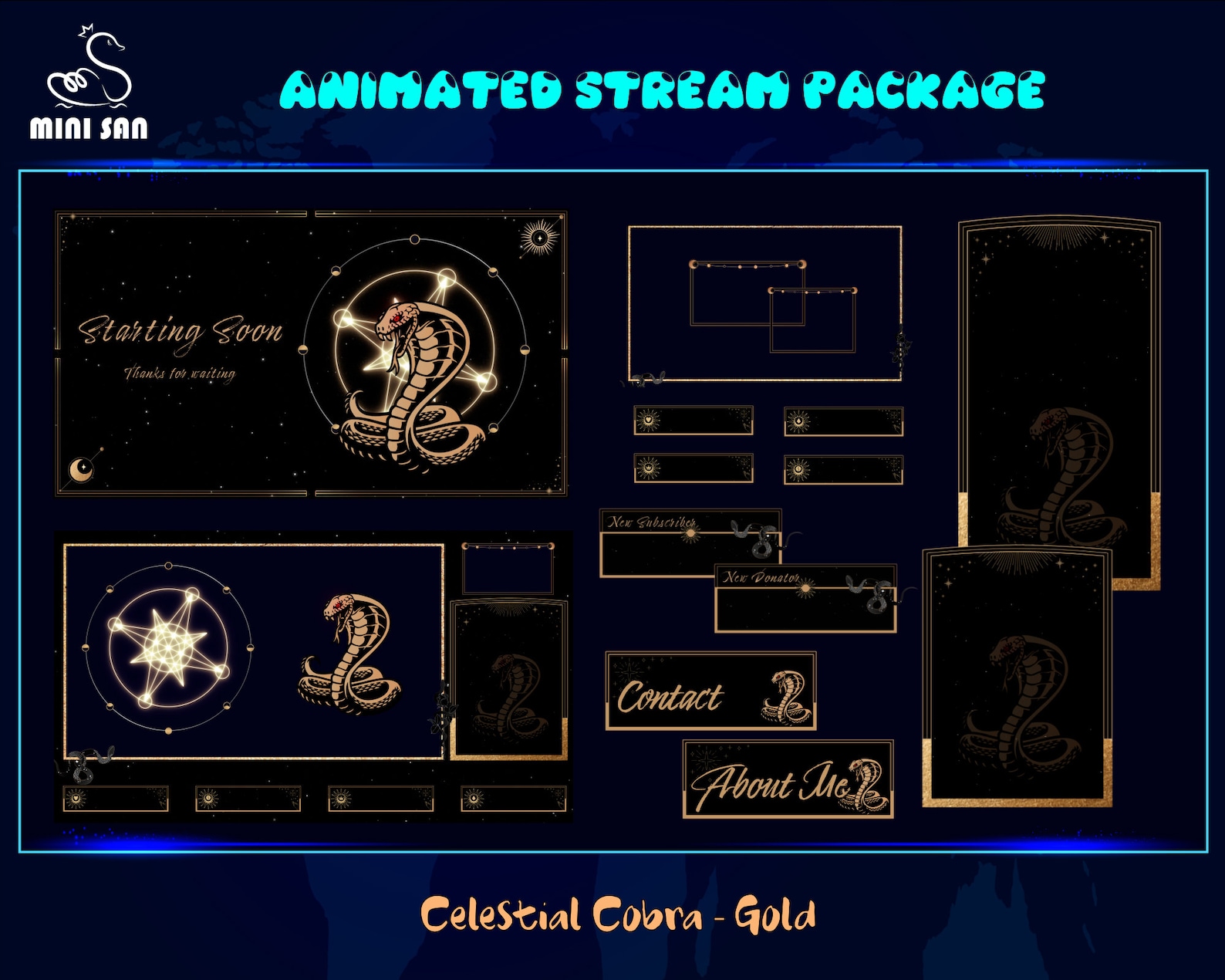 Celestial Cobra Animated Stream Overlay Bundle, Celestial Snake Twitch ...