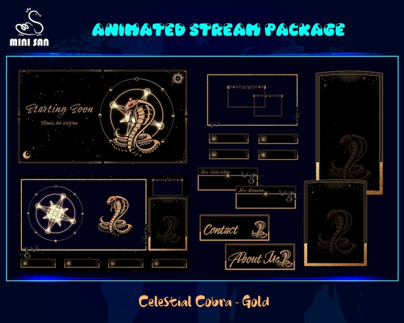 Celestial Cobra Animated Stream Overlay Bundle, Celestial Snake Twitch ...