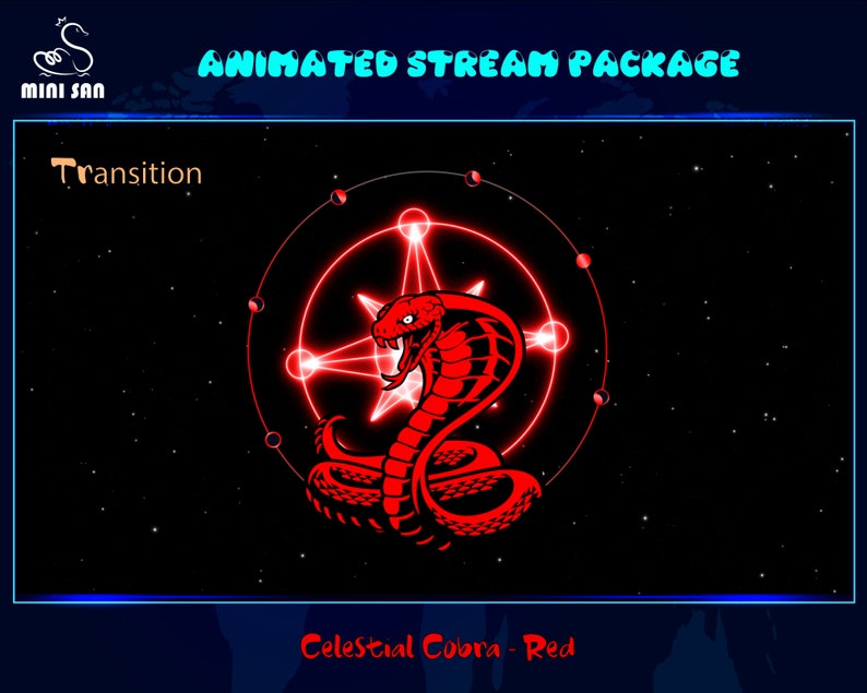 Red Celestial Cobra Animated Stream Overlay Bundle, Celestial Snake ...