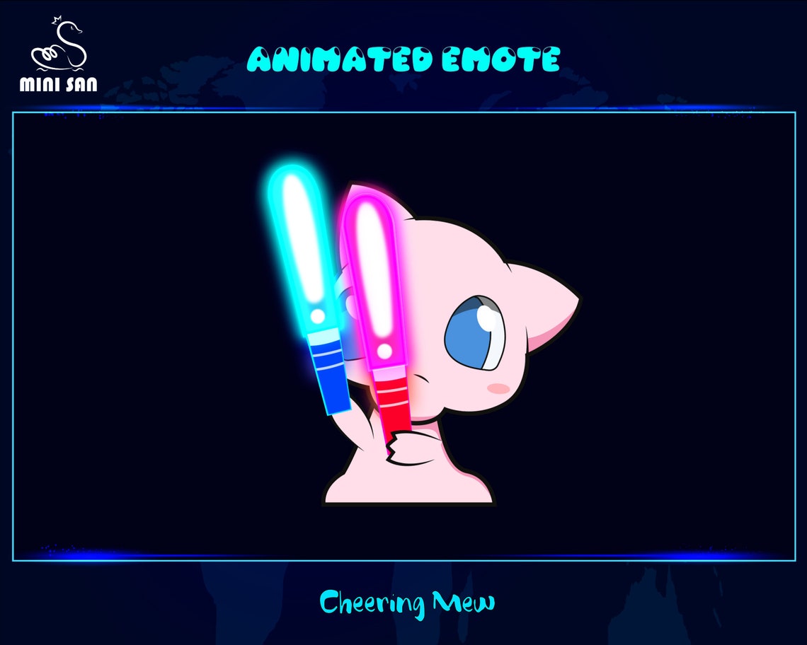 Animated Cute Cheering Mew Emote, Cute Cheering Mew Twitch Emote, Cute ...
