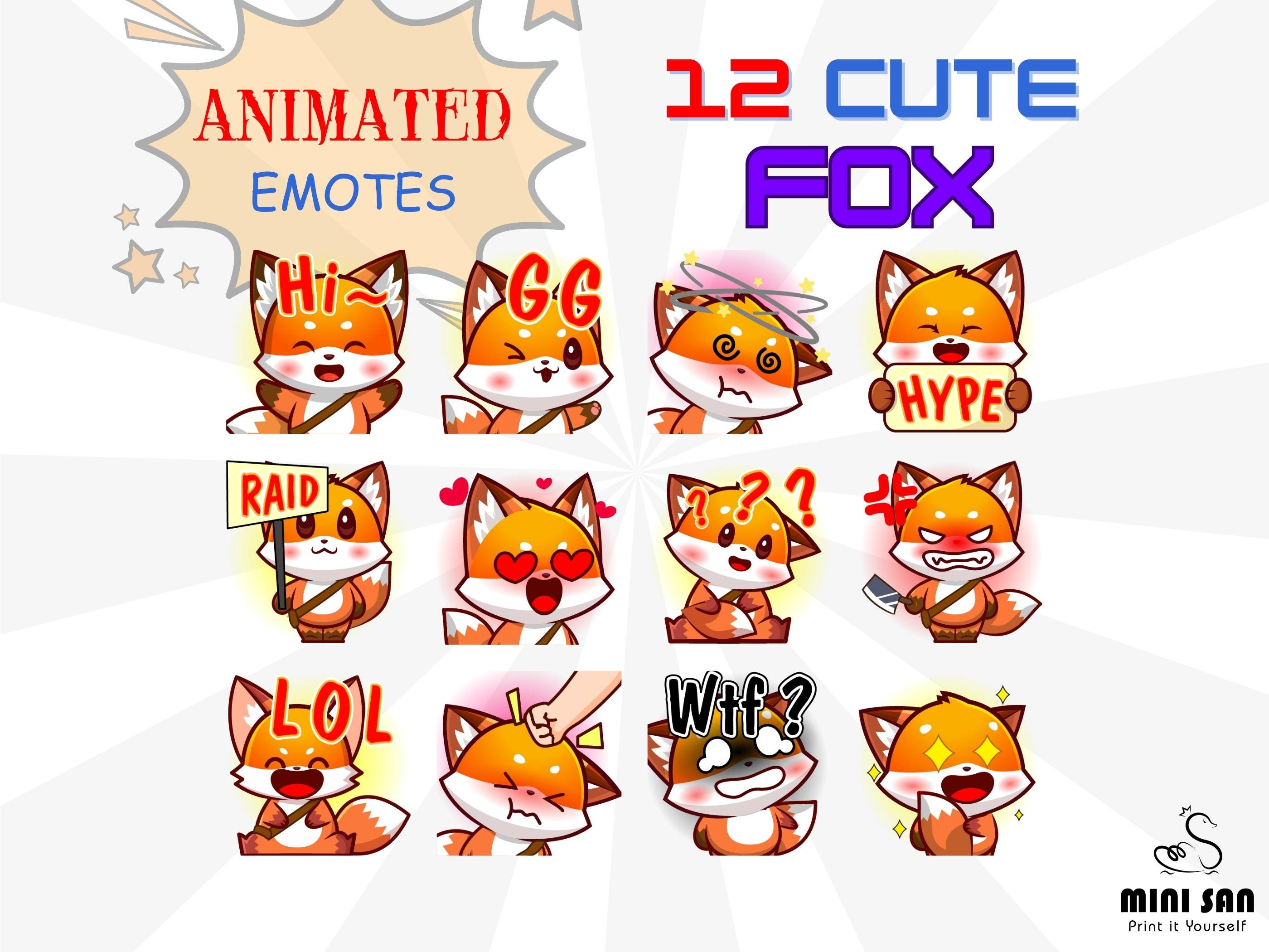 Combo of 12 Animated and 35 Static Fox Emotes, Animated Twitch Emotes ...