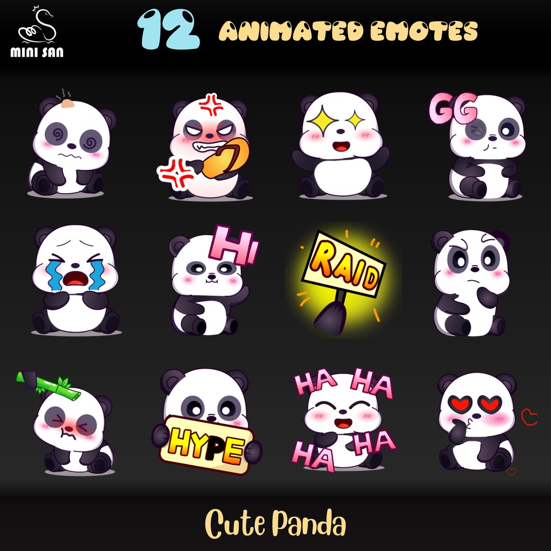 Animated Emotes Cute Panda, Animated Twitch Emotes Set, Animated ...