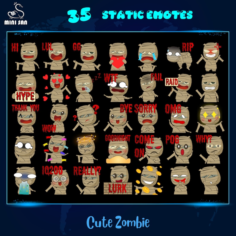 35 Cute Zombie Emotes Package, Twitch Emotes Set, Discord Emotes Set ...