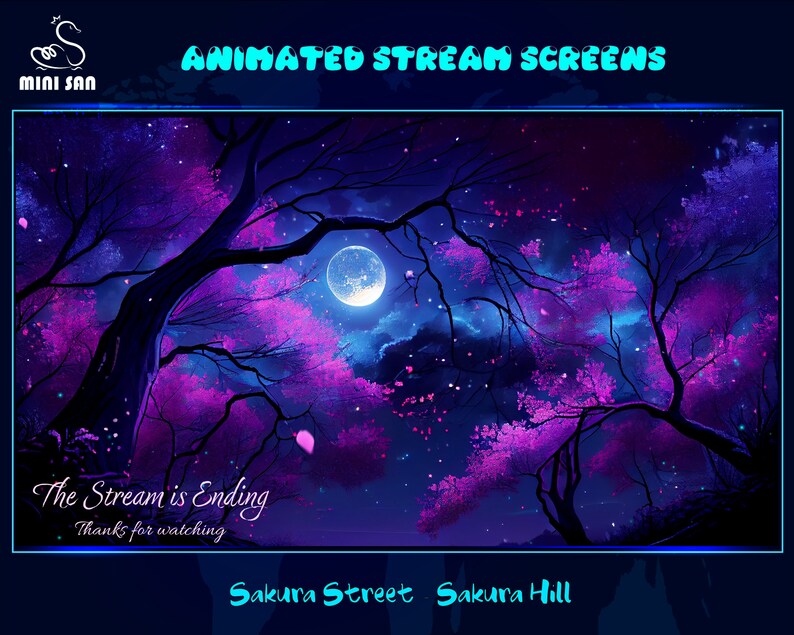 Sakura Animated Stream Overlay, Sakura Rainy Street Twitch Overlay ...