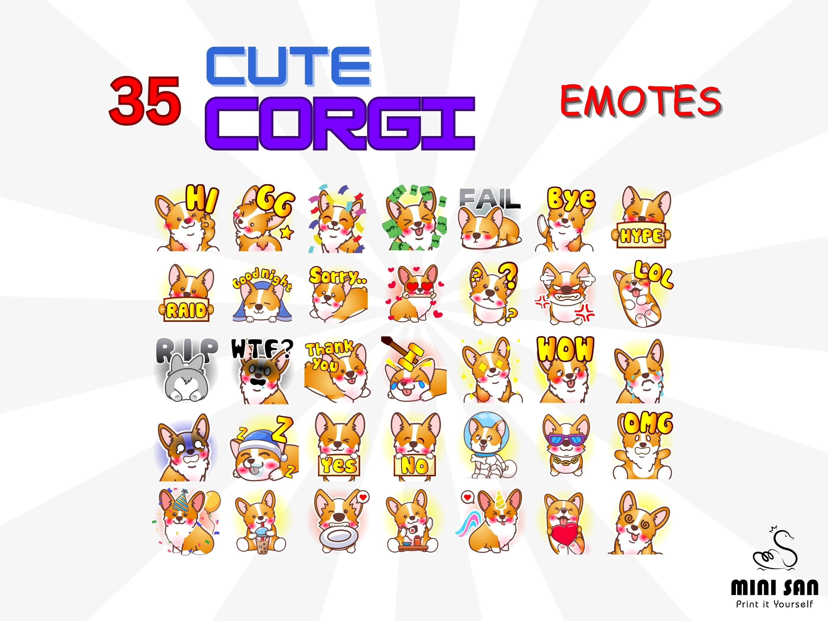 35 Cute Corgi Emotes Pack, Twitch Emotes Pack, Discord Emotes Pack ...