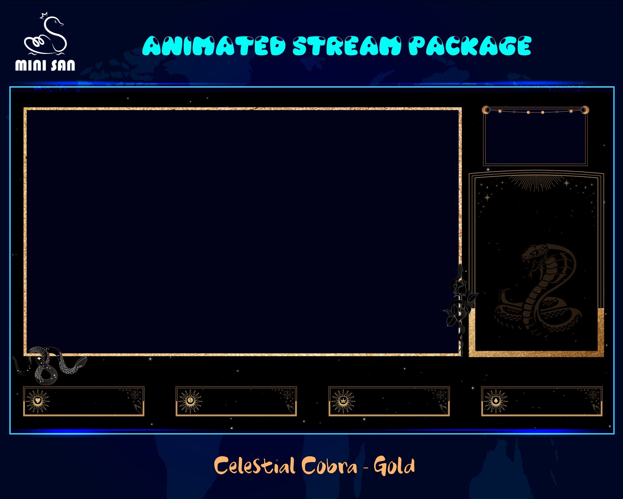 Celestial Cobra Animated Stream Overlay Bundle, Celestial Snake Twitch ...