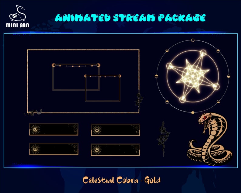 Celestial Cobra Animated Stream Overlay Bundle, Celestial Snake Twitch ...