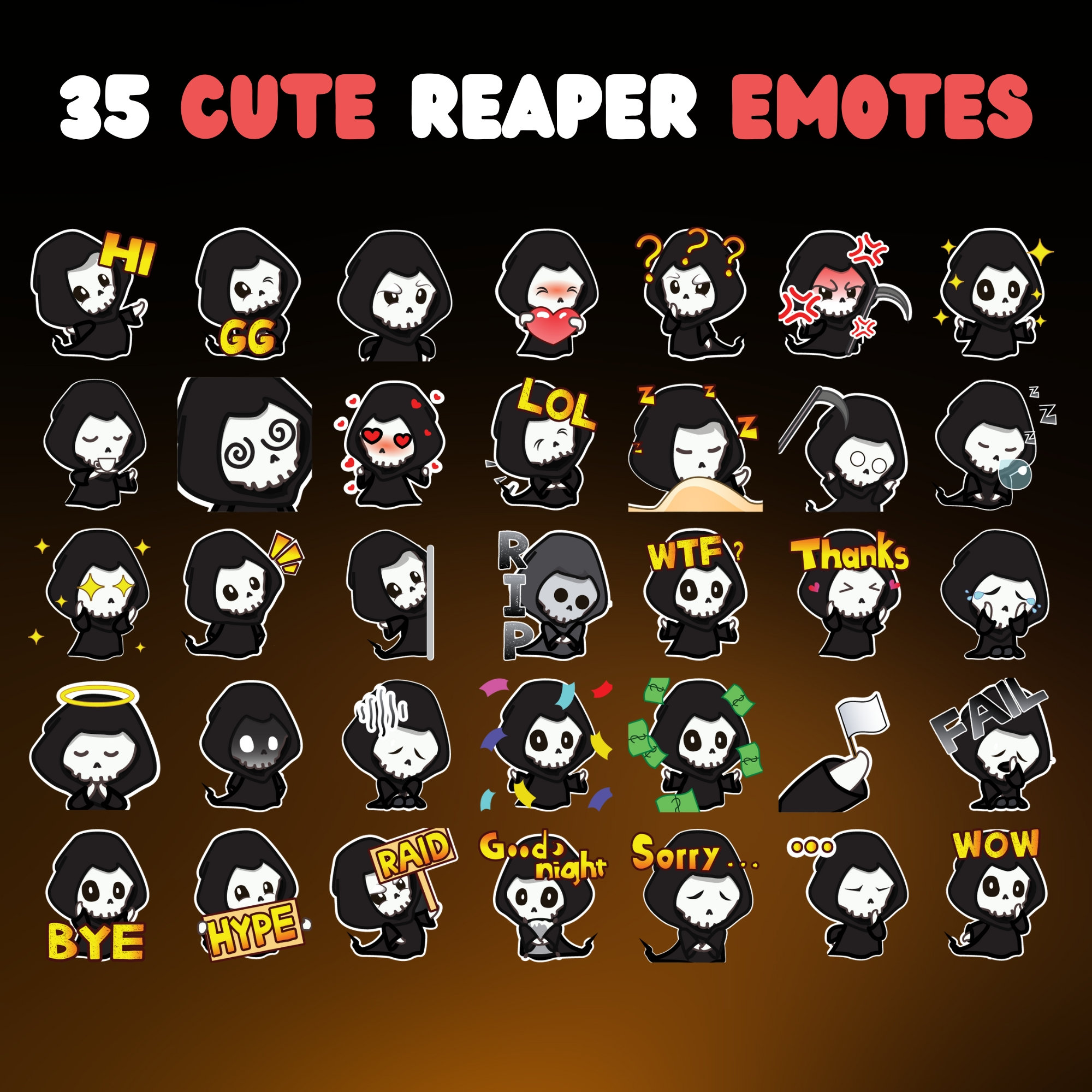 35 Grim Reaper Emotes Pack, Twitch Emotes Pack, Discord Emotes Pack ...